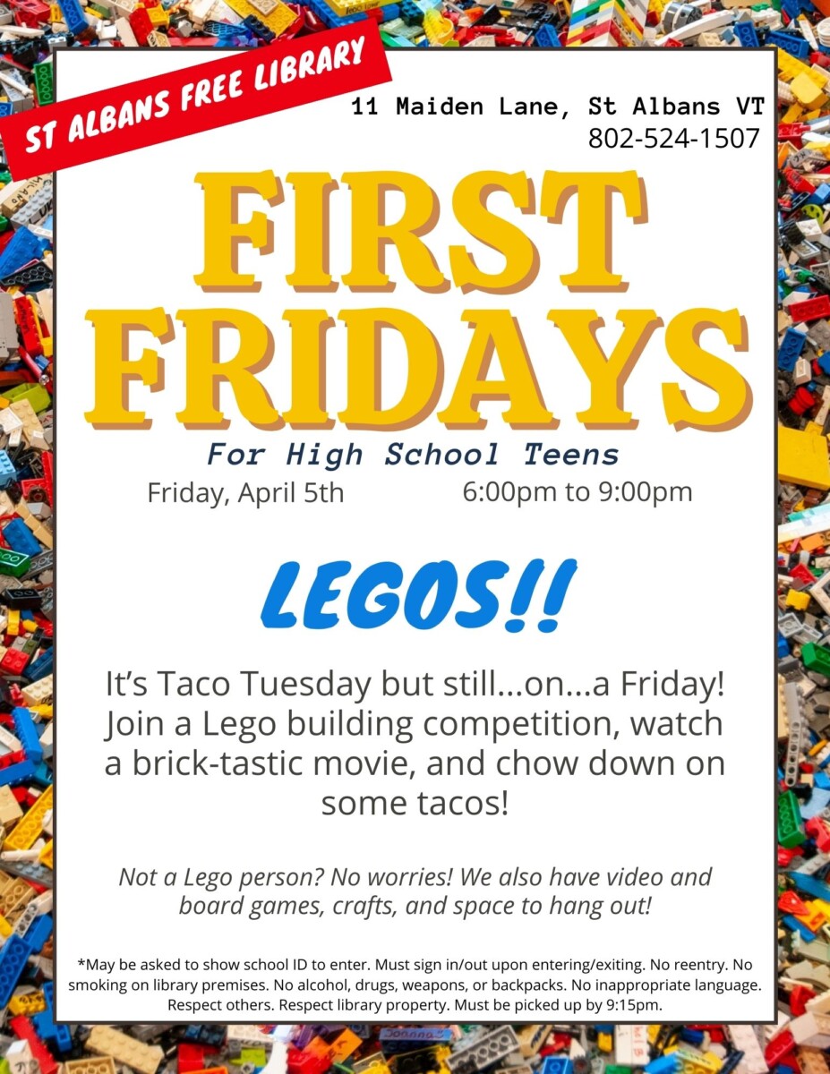 First Fridays! | Saint Albans Free Library